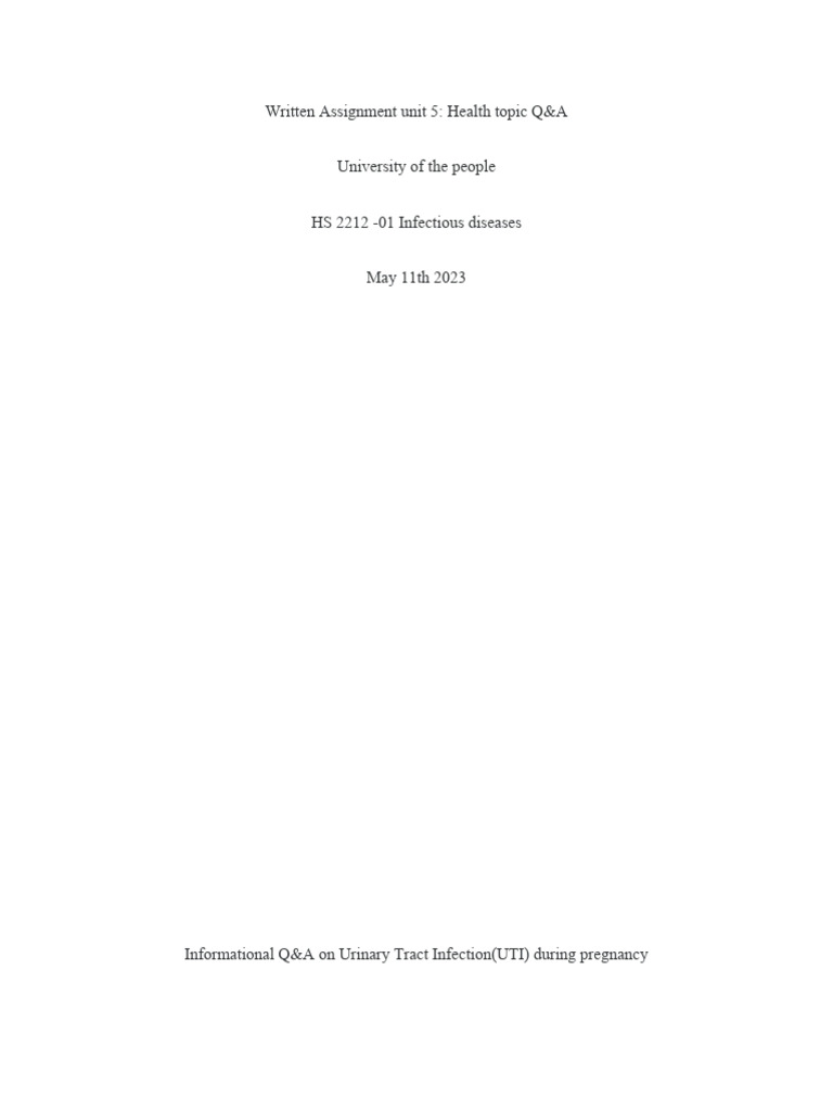 Infectious Diseases Written Assignment Unit 5 | PDF | Urinary Tract ... Infectious Diseases Written Assignment Unit 5 | PDF | Urinary Tract ...