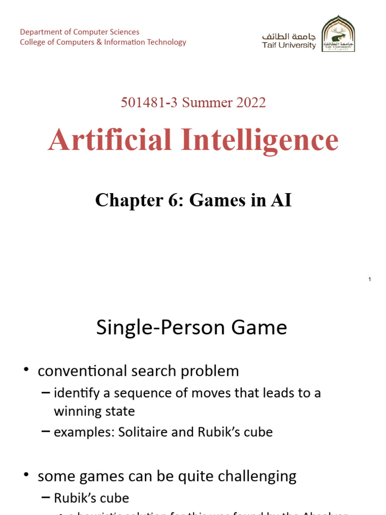 Chapter 6 - AI and Games | Download Free PDF | Algorithms | Theoretical Computer Science