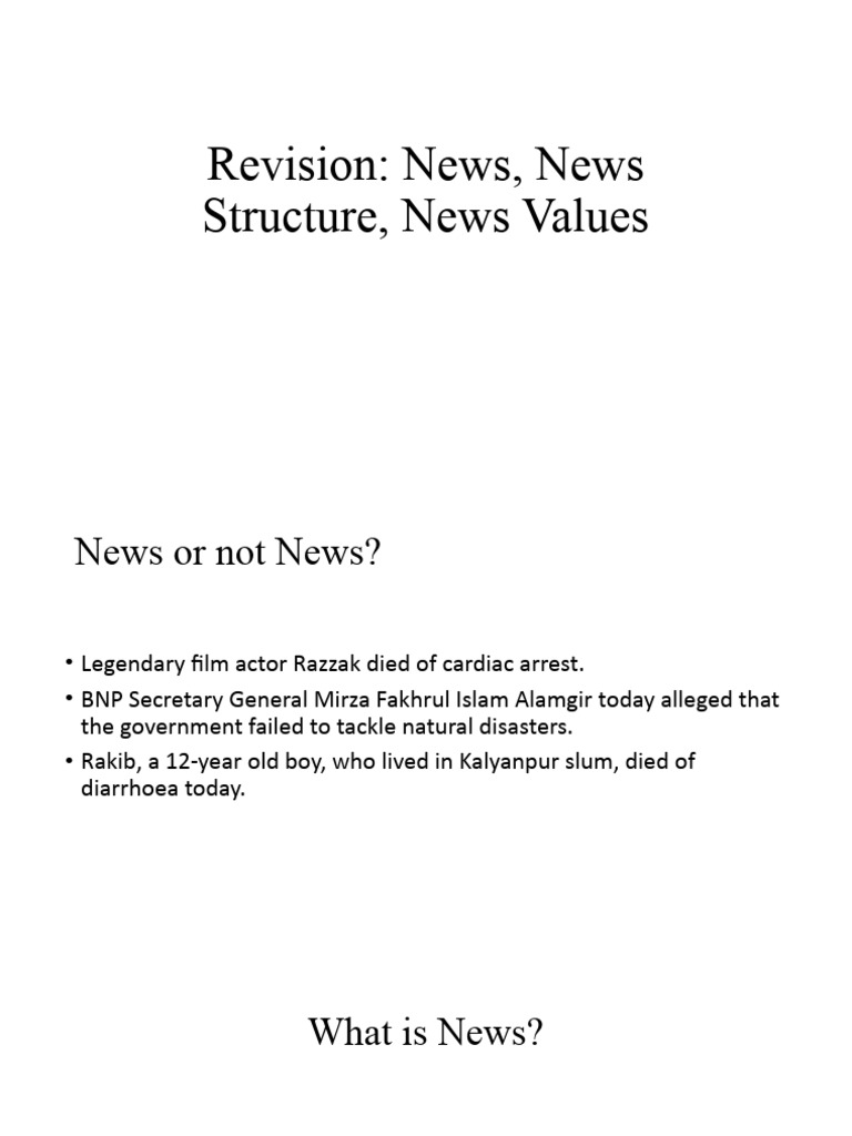 Lecture 1 - Revision - News, News Structure | PDF | News | Human ...