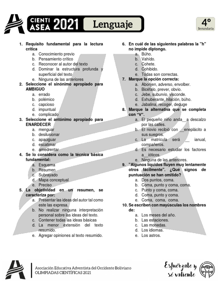 4º De Secundaria Len Pdf
