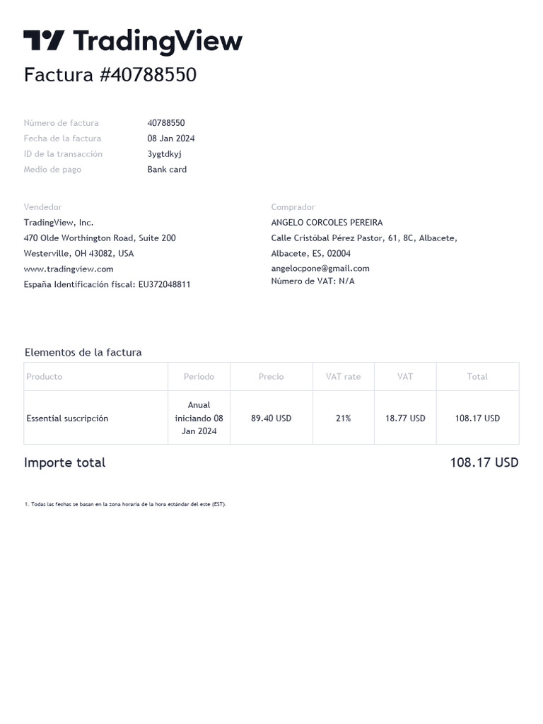 TradingView Invoice - 46425 | PDF