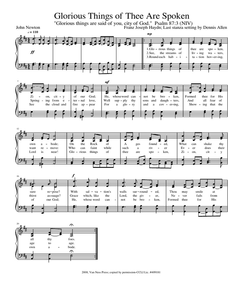 Glorious Things of Thee Are Spoken | PDF | British Christian Hymns ...