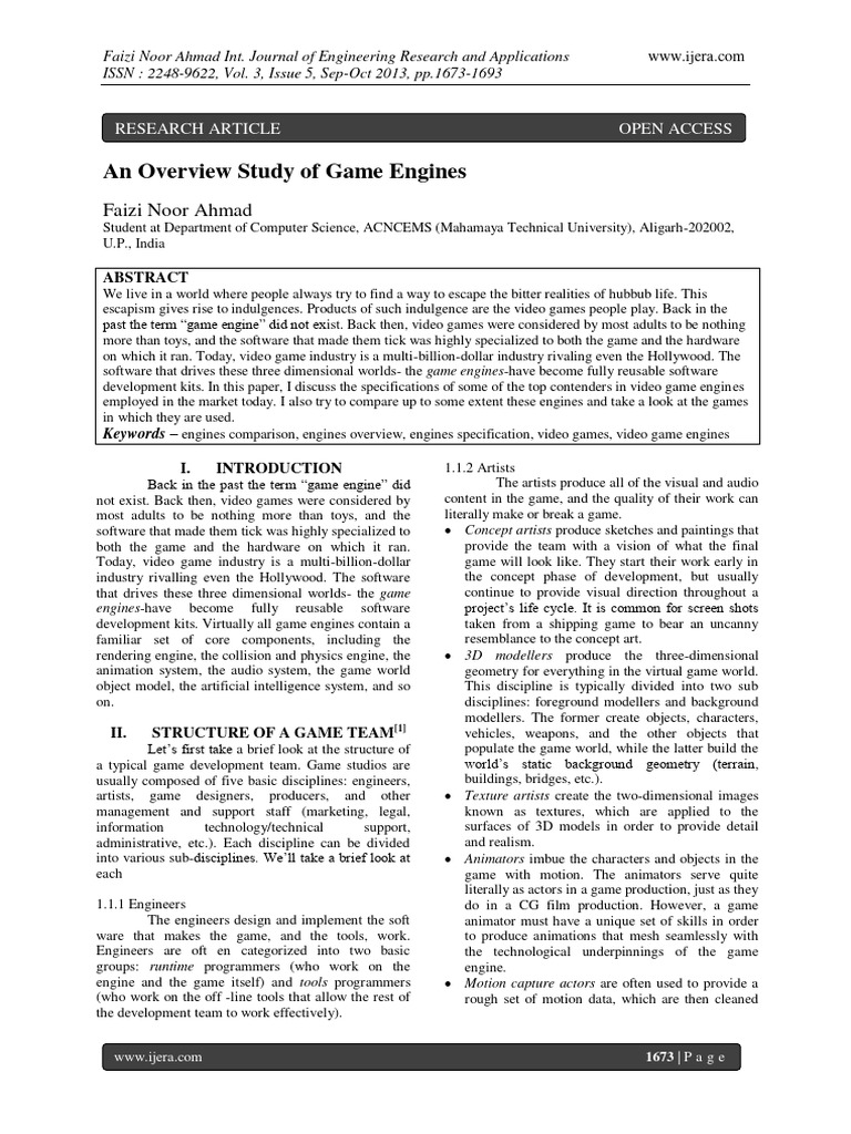 An Overview Study of Game Engines | PDF | Gaming | Video Game Development