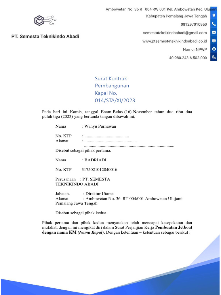 Surat Perjanjian Kerja C1 Surf | PDF