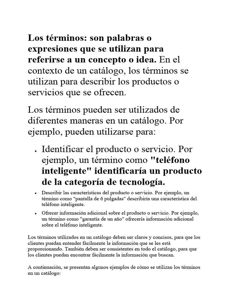 Uso de Términos en Catálogos | PDF | Palabra | Informática