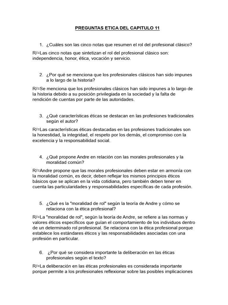 Preguntas Etica Del Capitulo 11 | PDF | Moralidad | Ética de negocios