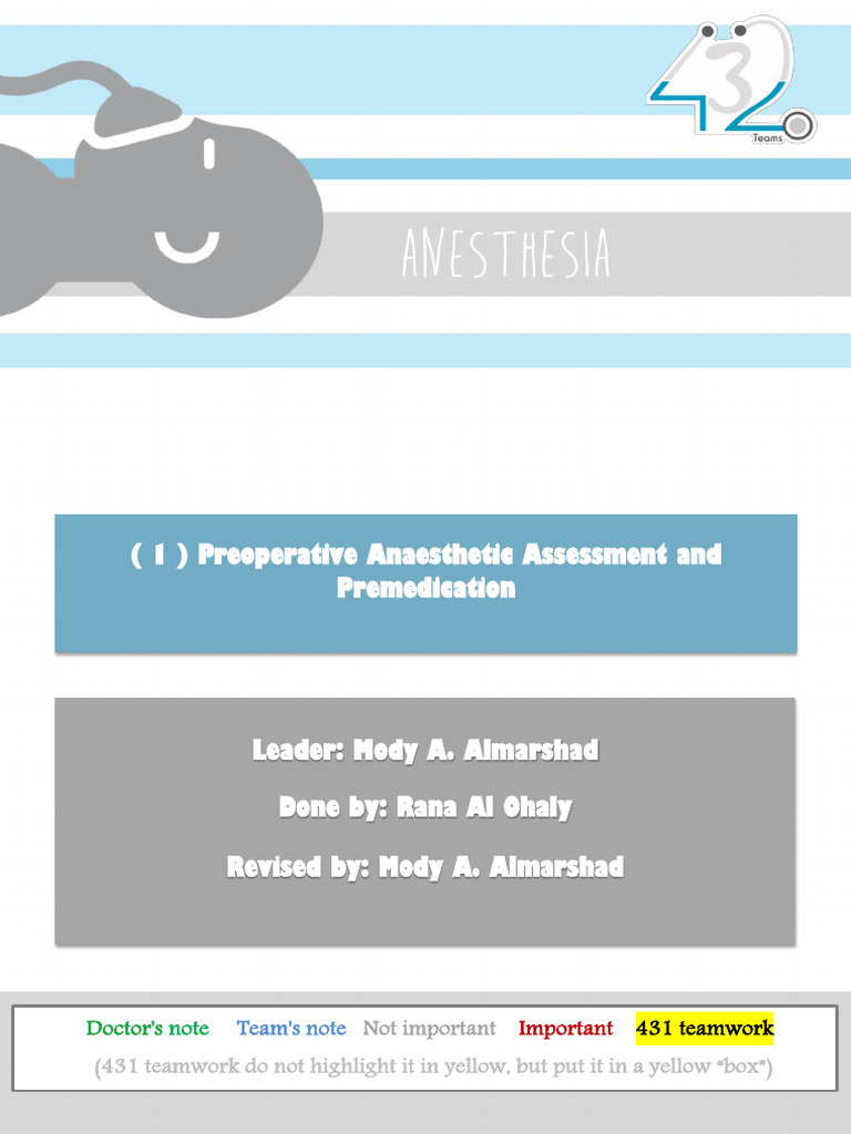 Preoperative Anesthetic Assessment Guide | PDF | Anesthesia | Heart