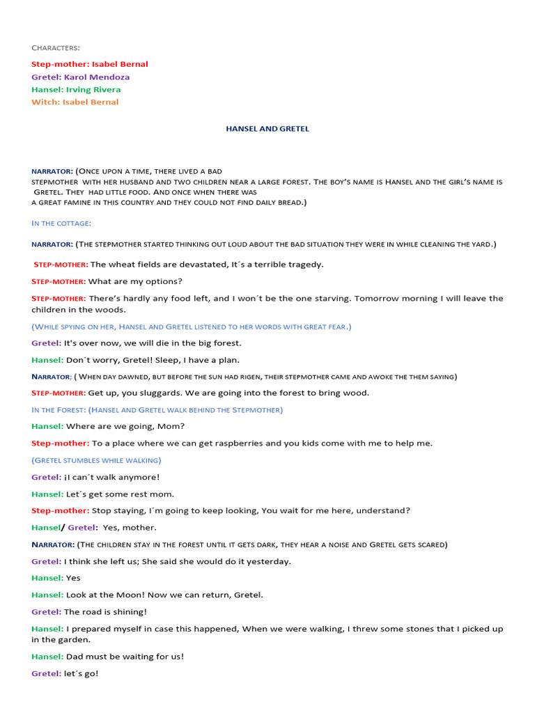 Hansel and Gretel Script | Download Free PDF | Hansel And Gretel (Opera ...