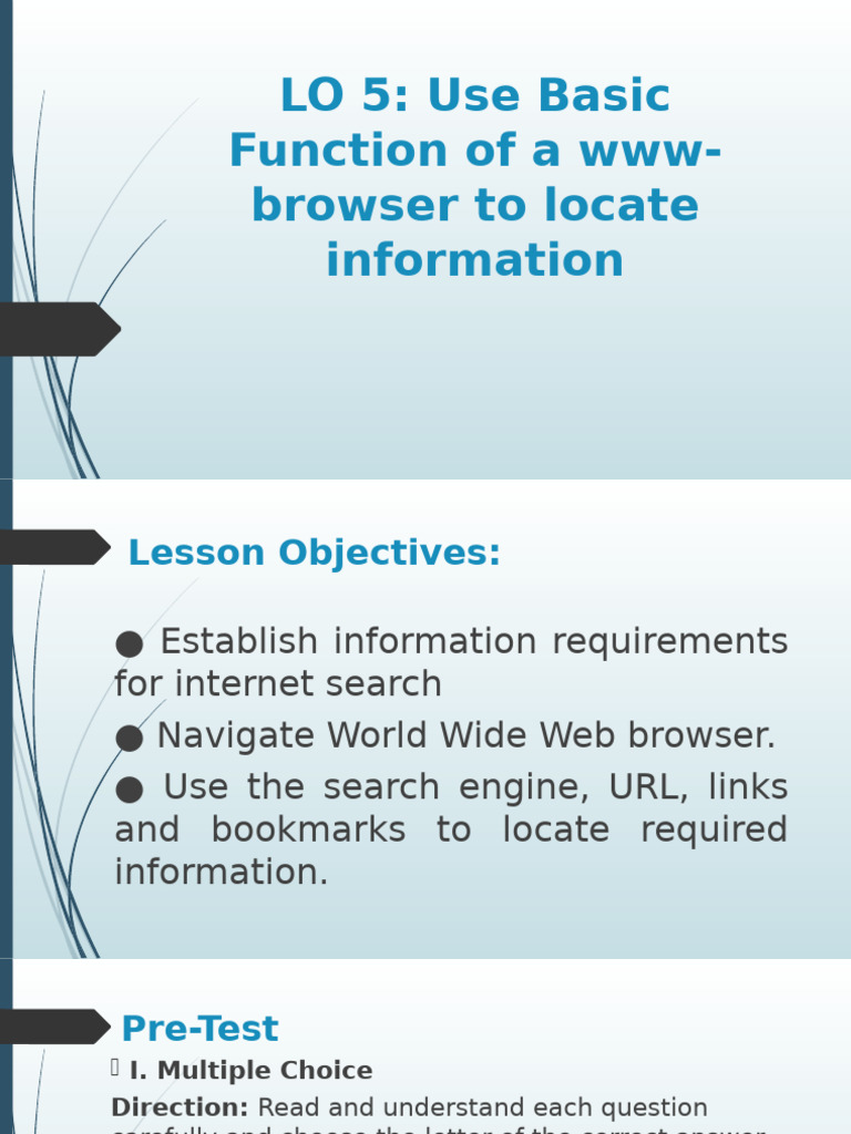 LO5 Use Basic Functions of A WWW Browser To Locate Information | PDF | Antivirus Software ...