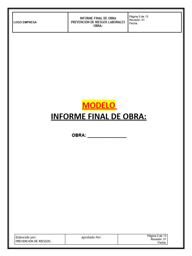 Informe Final: Prevención de Riesgos en Obra | PDF | Business | Lugar de trabajo