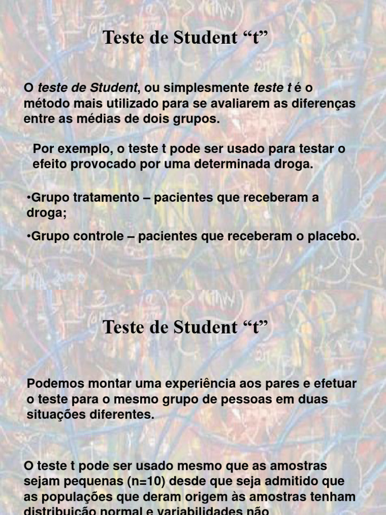Teste t: Comparação de Médias em Grupos | PDF | Teste T de Student ...