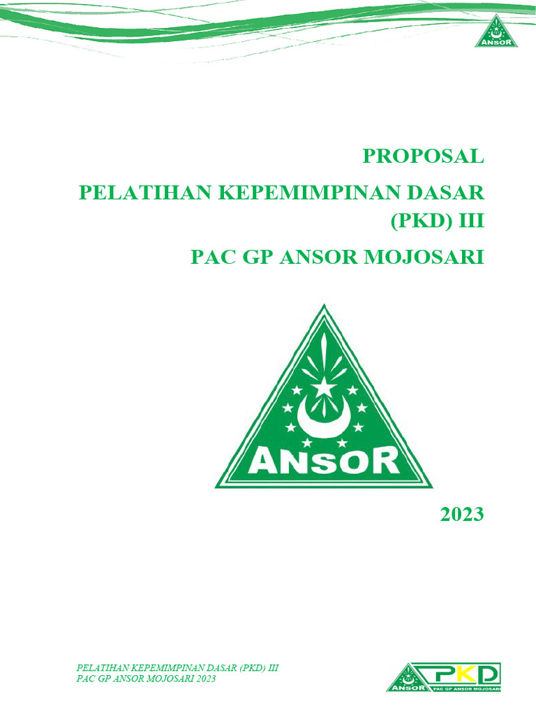 Pelatihan Kepemimpinan Dasar Ansor 2023 | PDF