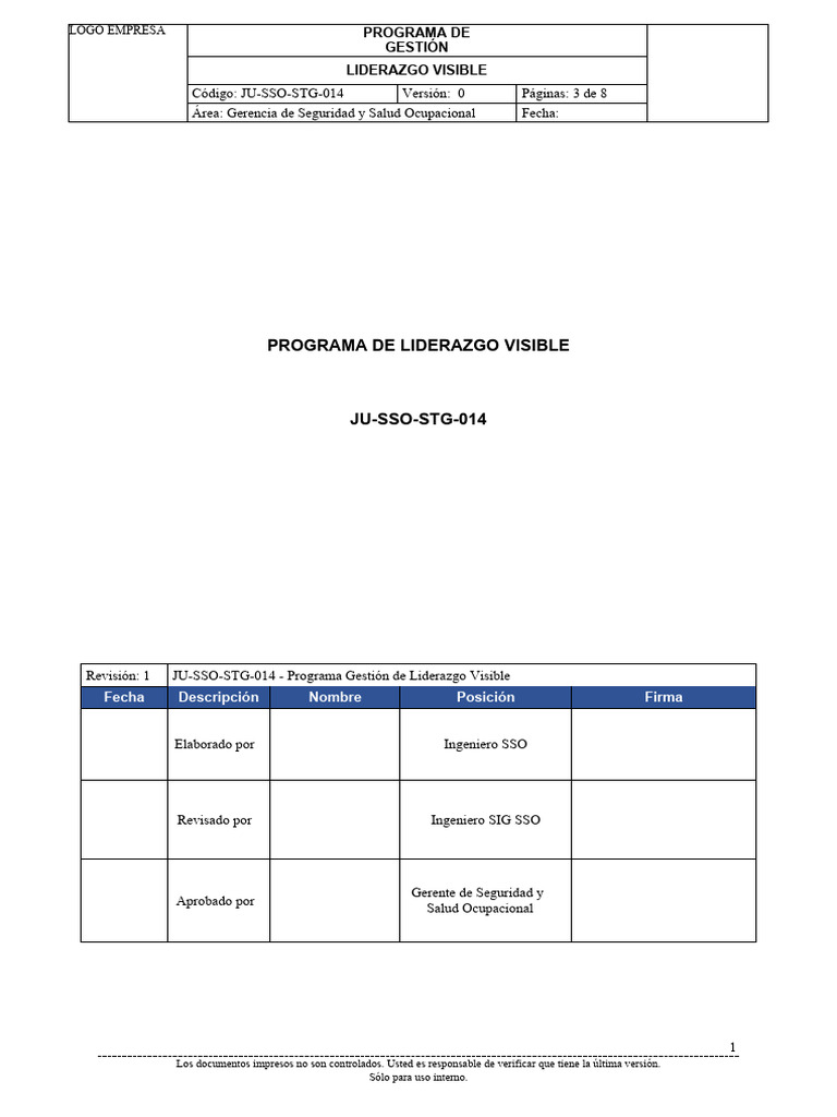 Liderazgo Visible en Seguridad Ocupacional | PDF | Liderazgo | Seguridad y salud ocupacional