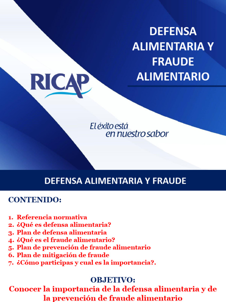 Capacitación Defensa Alimentaria y Fraude Alimentario 2021 | PDF | Seguridad alimenticia | Alimentos