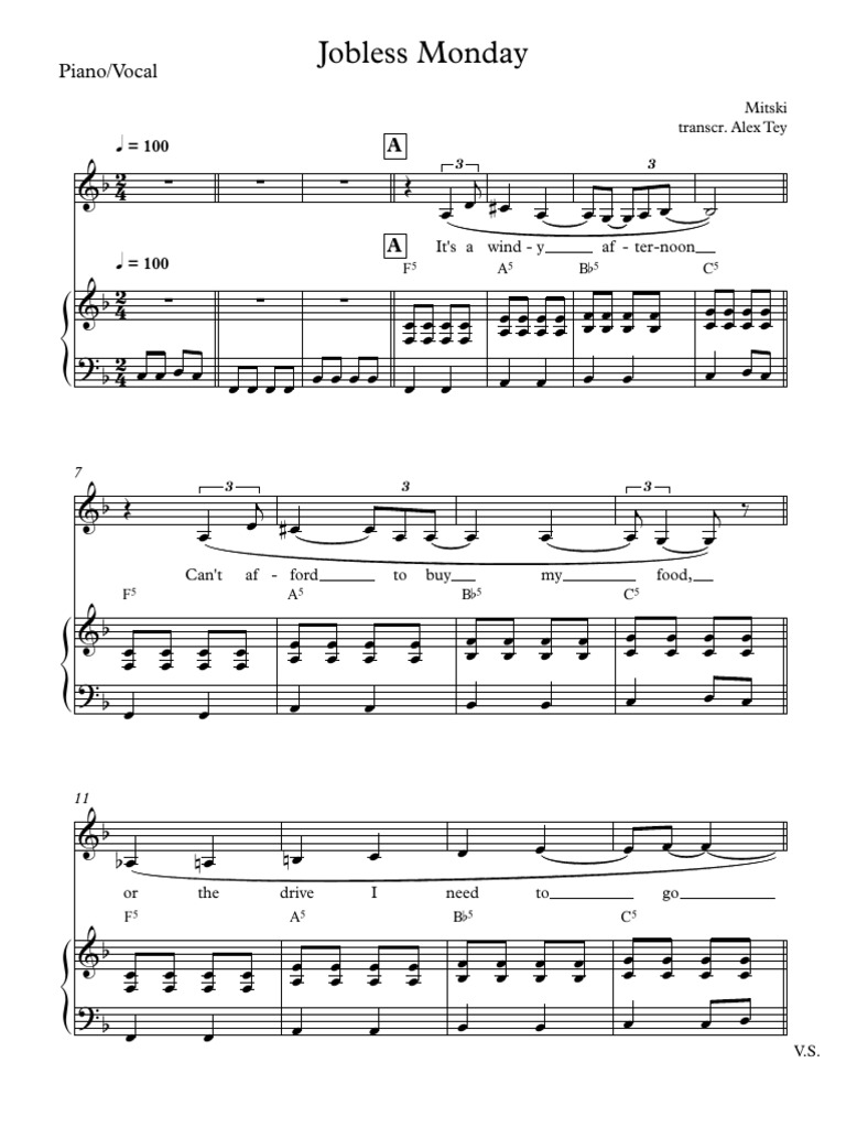 Mitski - Jobless Monday Sheet Music | PDF