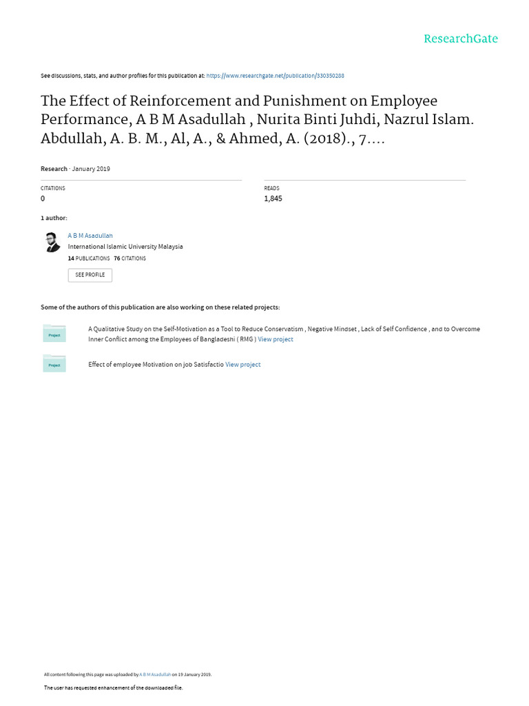 The Effect of Reinforcement and Punishment On Empl | PDF | Behaviorism | Reinforcement