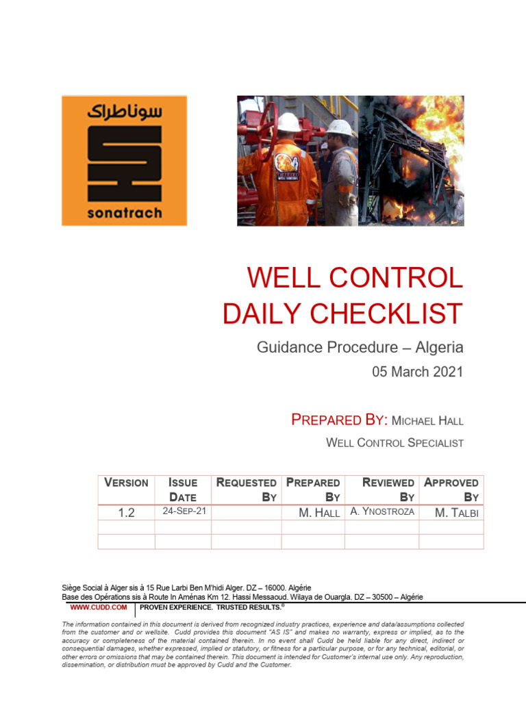 WC Daily Checklist Procedure - v1.1 - MH-1 | PDF | Pump | Valve