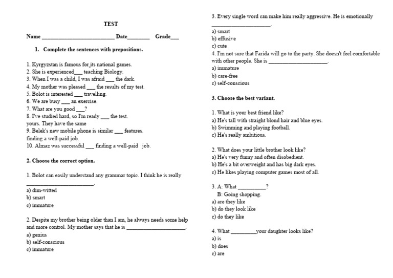 3 Test 5form | PDF | Linguistics