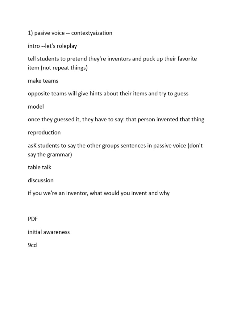 Passive Voice Roleplay for Inventors | PDF | Language Arts & Discipline ...
