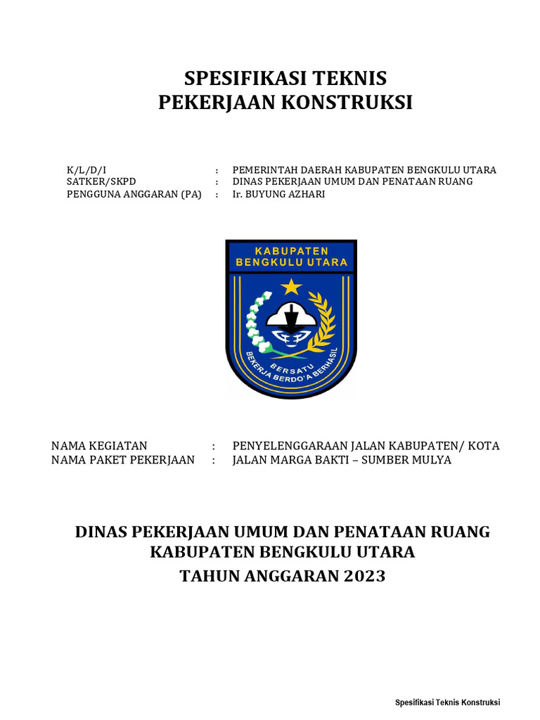 Contoh Dokumen Spesifikasi Teknis | PDF