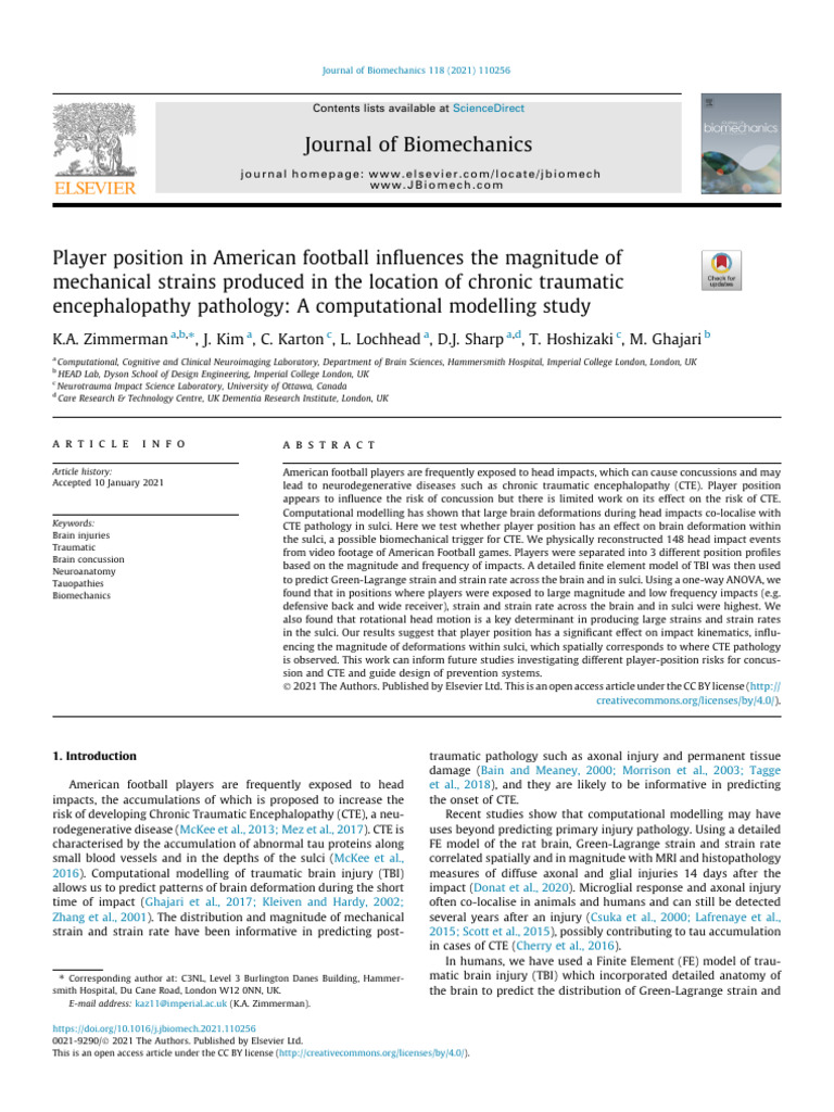 Player Position in American Football Influences The Magnitude o - 2021 ...