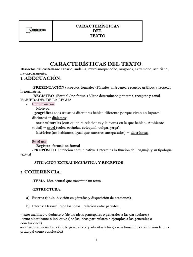 Características Del Texto 3 | PDF | Pronombre | Lingüística