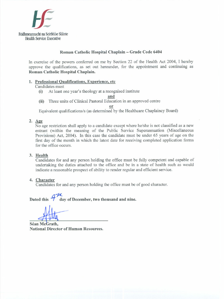 Chaplaincy Role Requirements | PDF | Chaplain | Hospital