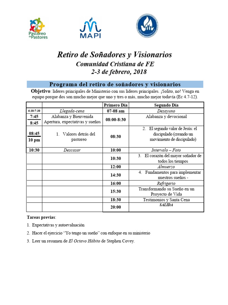 Manual Soñadores y Visionarios CCFE 2018 | PDF | Gran comisión | Jesús