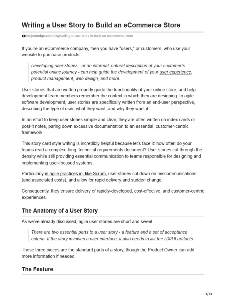 SCRUM - Writing A User Story To Build An Ecommerce Store | PDF | Agile ... SCRUM - Writing A User Story To Build An Ecommerce Store | PDF | Agile ...