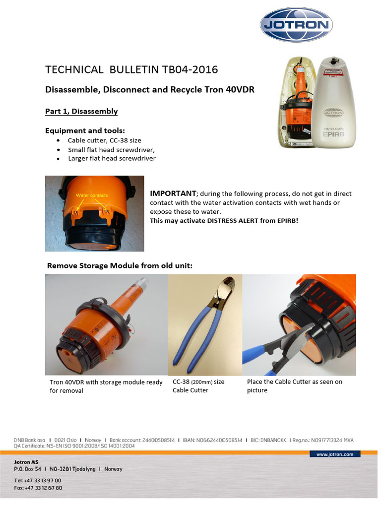 Tron 40VDR Disassembly & Recycling Guide | PDF | Waste | Recycling