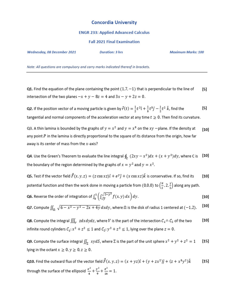 2021 Fall Final | PDF | Mathematical Concepts | Mathematical Analysis