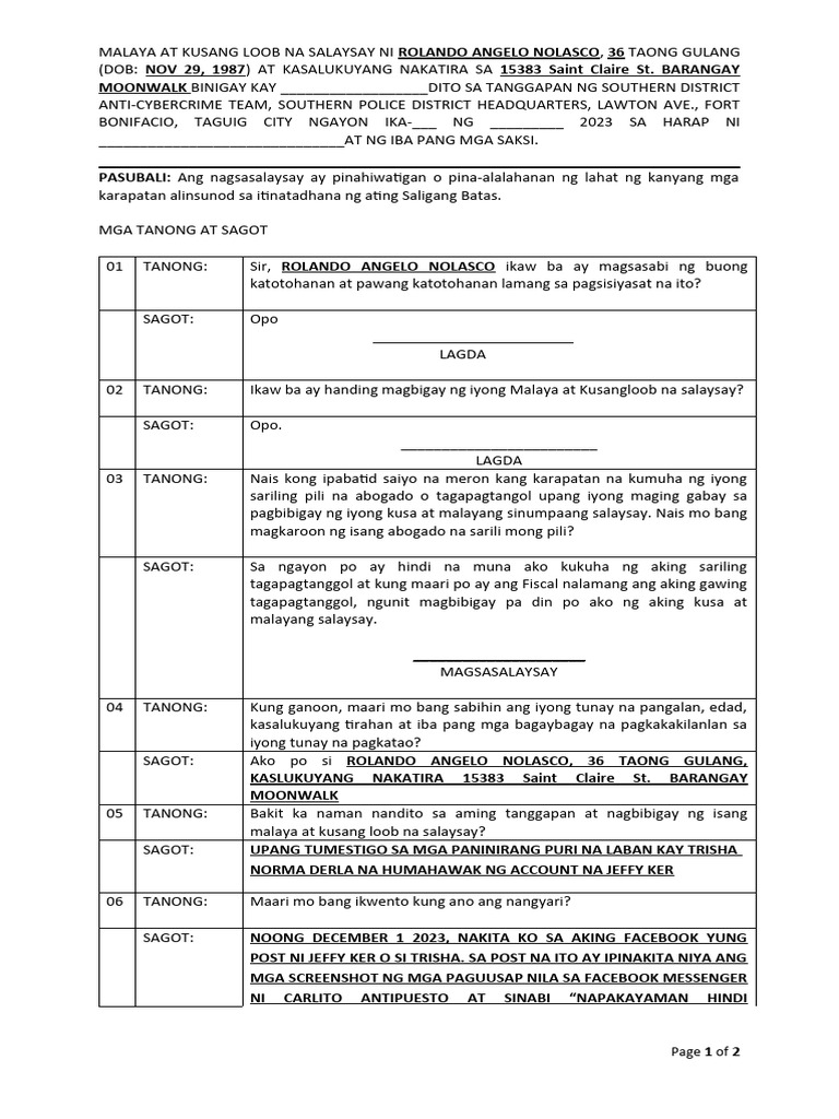 Witness 1 Angelo Nolasco | PDF