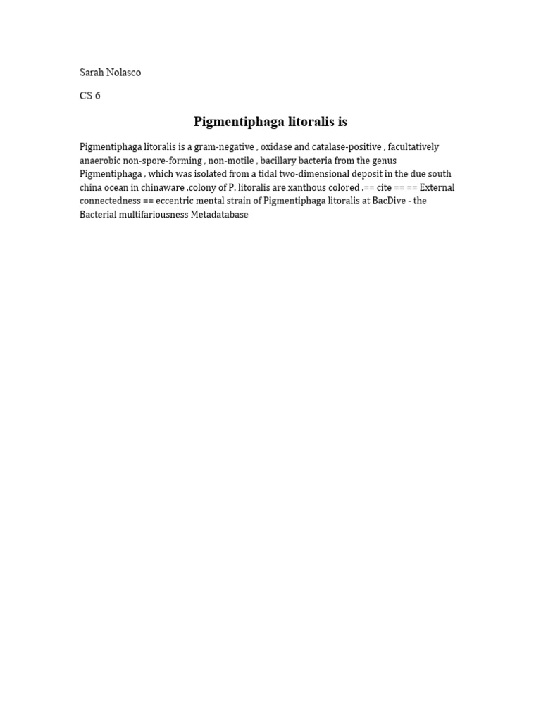 21 Pigmentiphaga Litoralis Is | PDF