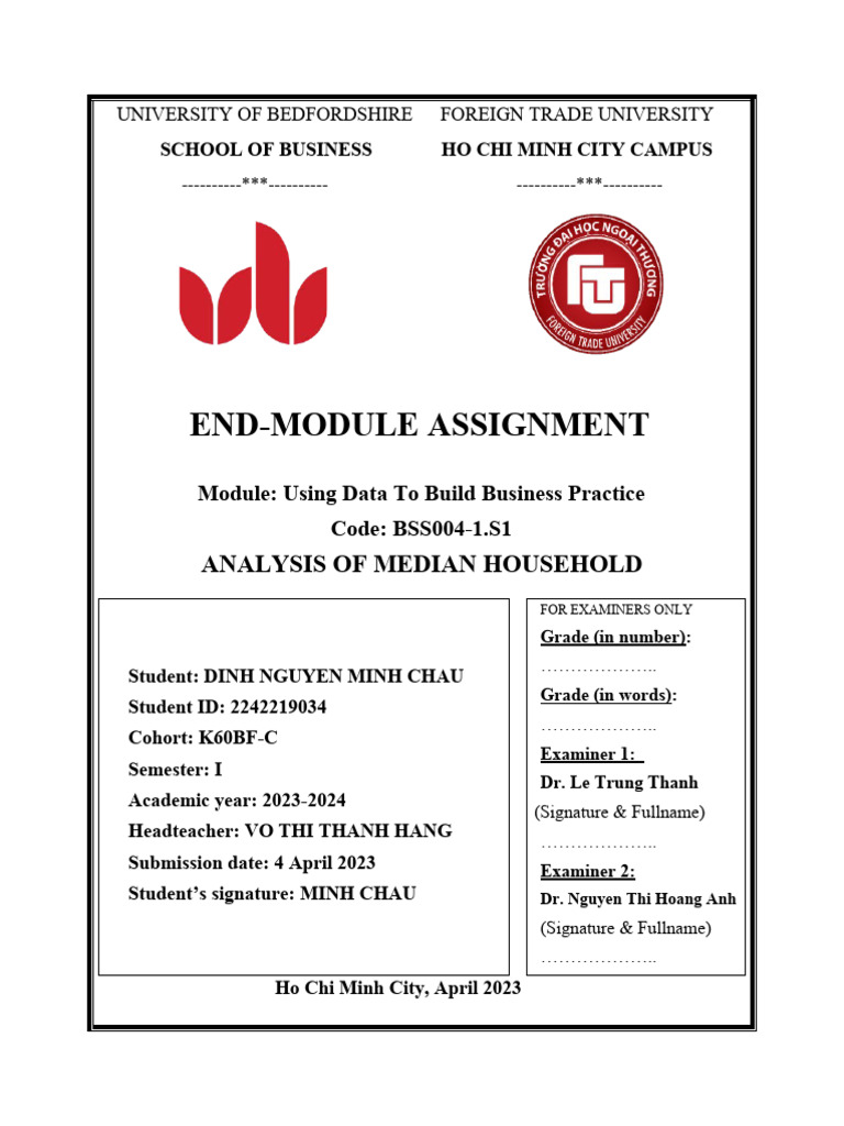 End-Module Assignment: Analysis of Median Household | PDF | Median | Descriptive Statistics