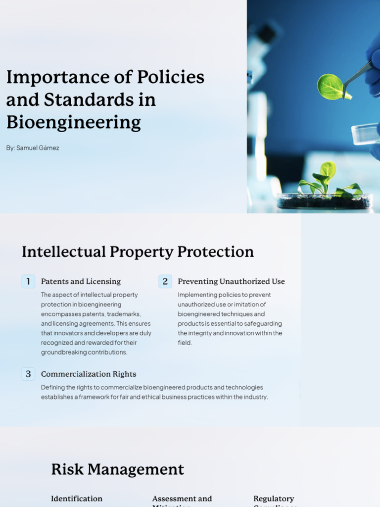Activity 7 - Infographic. Application of Policies and Standards in Bioengineering. | PDF