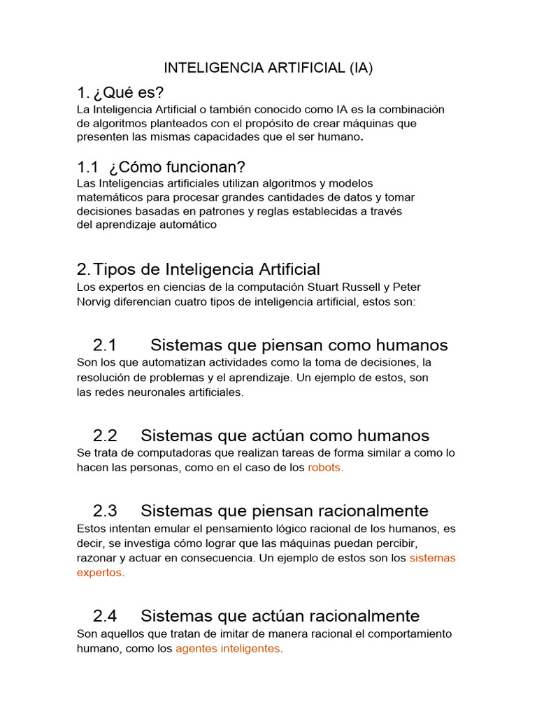 Inteligencia Artificial | PDF | Inteligencia artificial | Inteligencia (IA) y semántica
