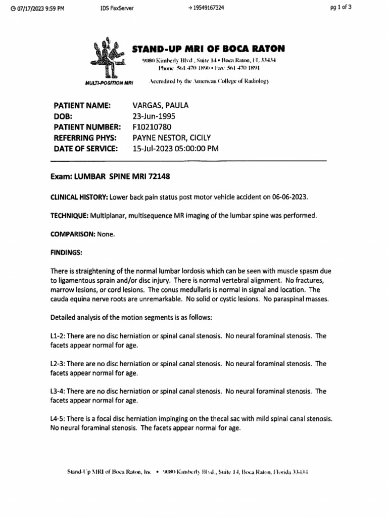 Paula LS Mri Report | PDF