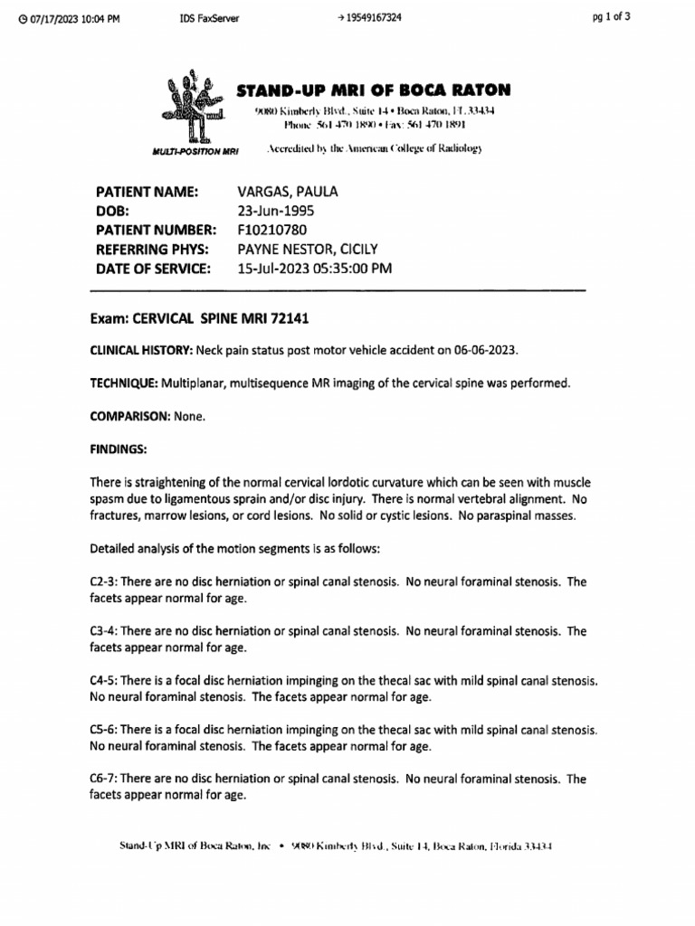 PAULA CS MRI REPORT | PDF