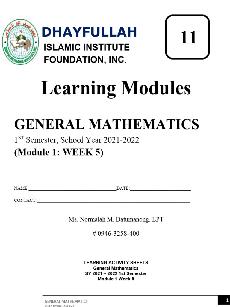 Gen Math M1W5 | PDF | Asymptote | Function (Mathematics)