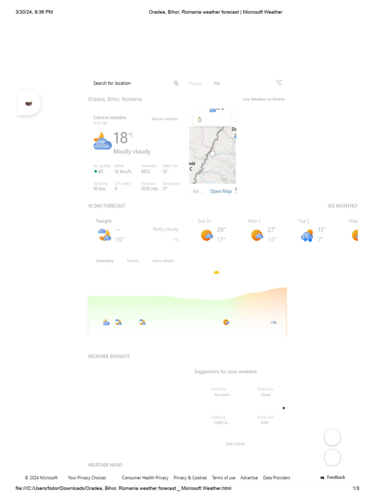 Oradea, Bihor, Romania weather forecast _ Microsoft Weather | PDF ...