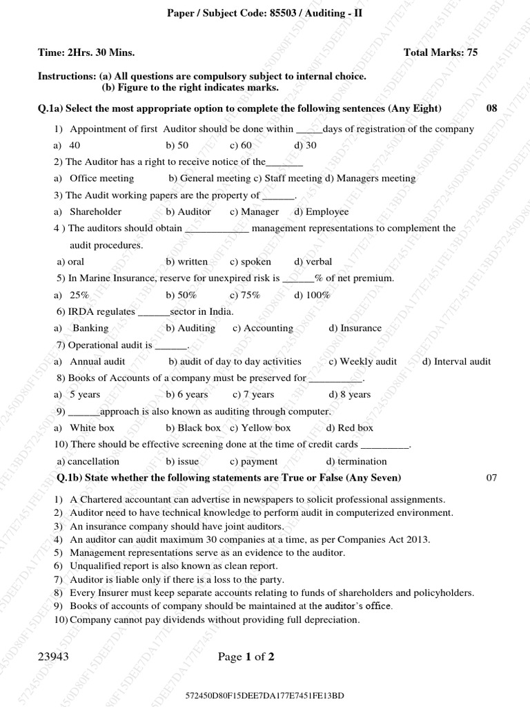 Auditing Exam Questions and Guidelines | PDF | Accounting | Business