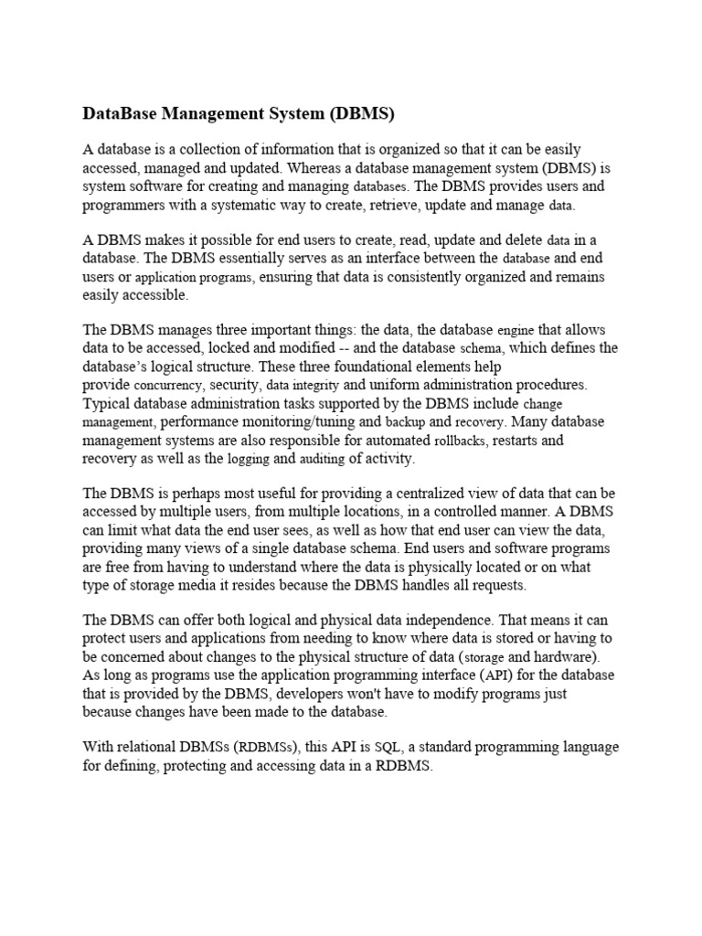 Database Management System Pdf Databases Relational Database