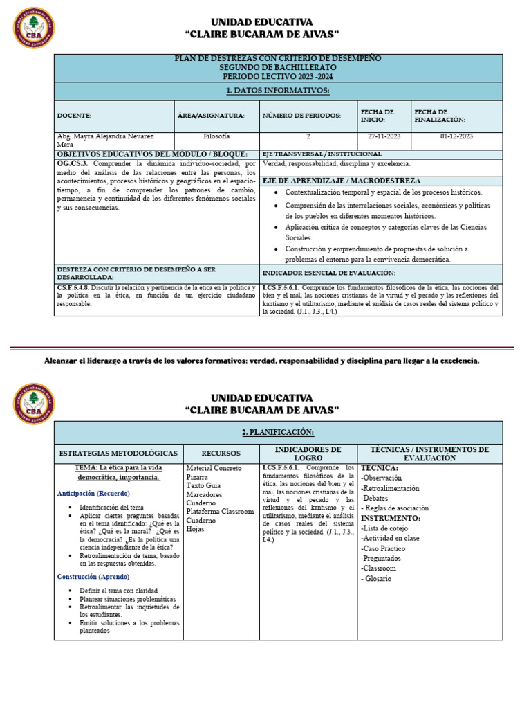 Modelo Planif | PDF | Evaluación | Maestros