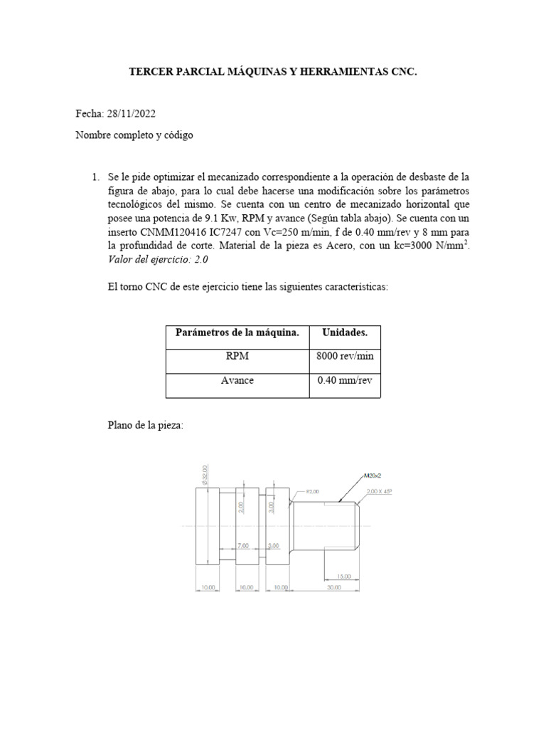 Parcial Final CNC | PDF | Control numerico | Sector secundario de la economía