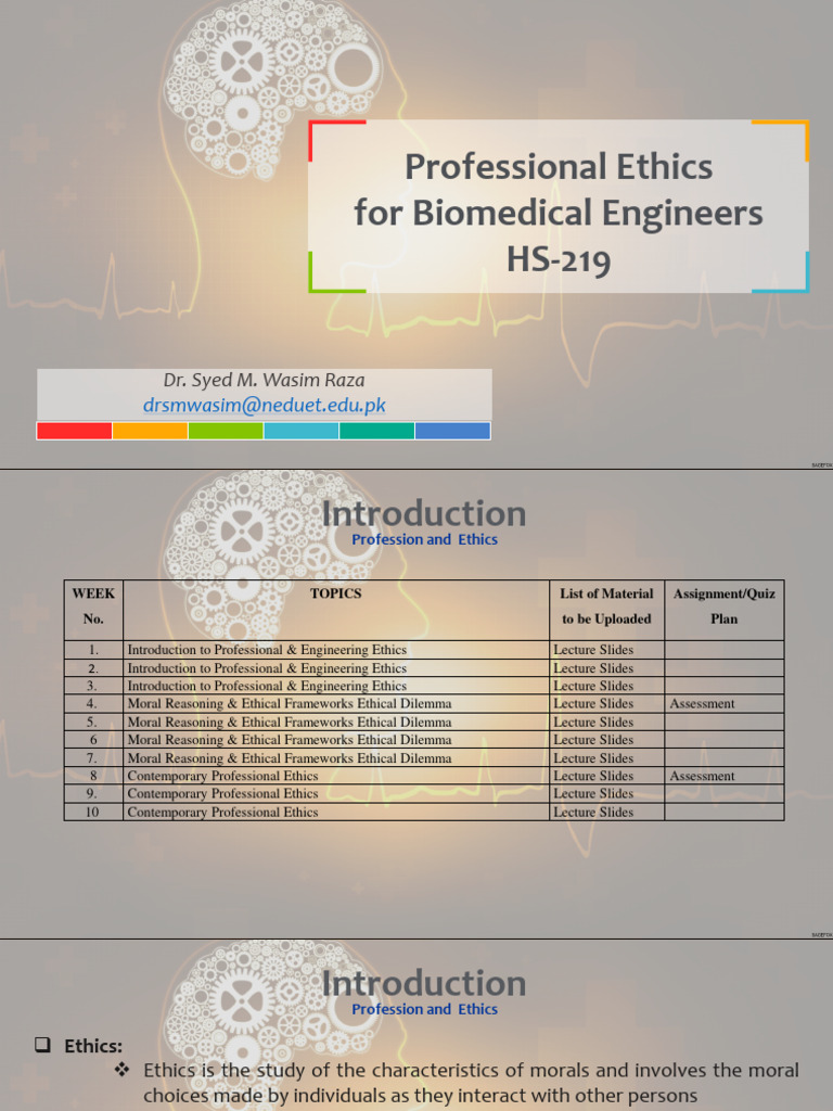 Biomedical Engineering Ethics Overview | PDF | Morality | Professional Ethics