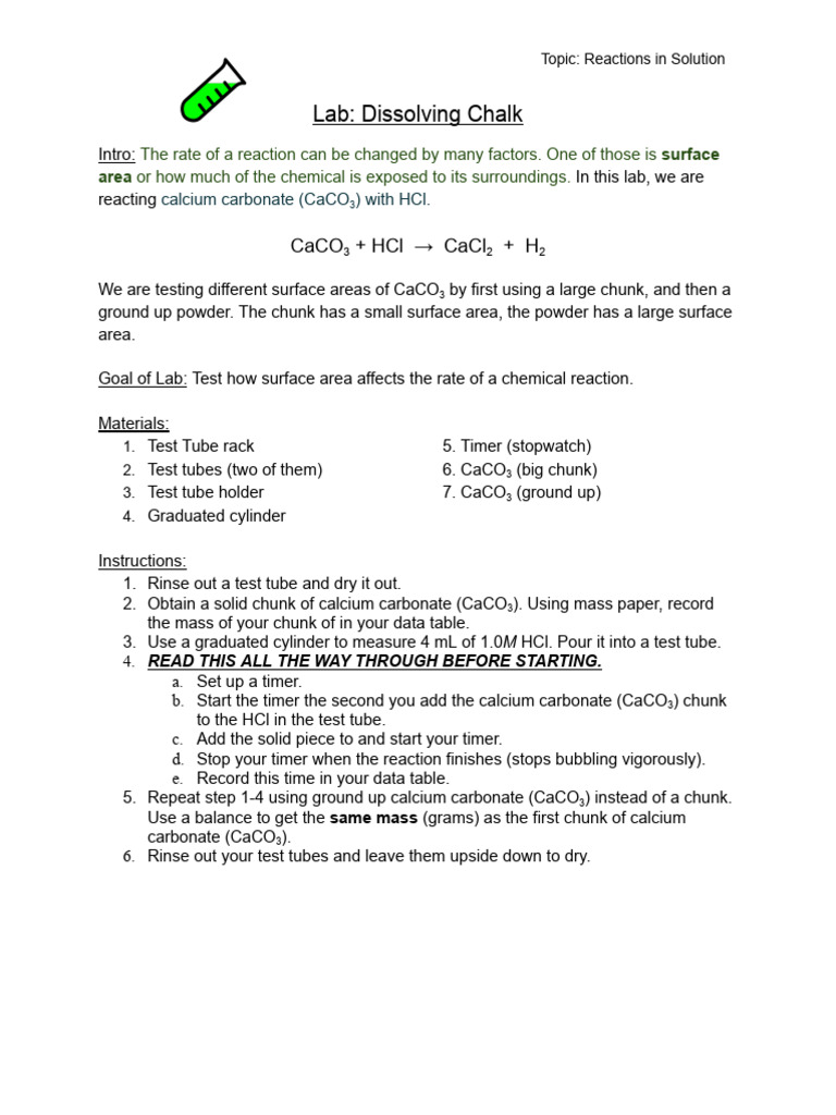Lab - Dissolving Chalk | PDF | Chemical Substances | Materials