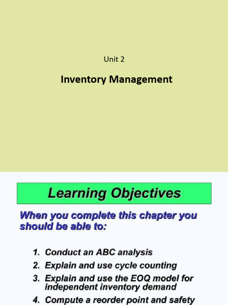 Inventory Management | PDF | Lean Manufacturing | Inventory