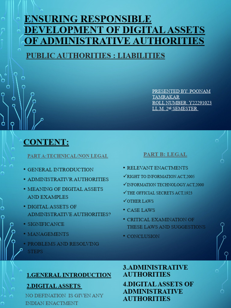 Ensuring Responsible Development of Digital Assets of Administrative Authorities by Poonam Final ...