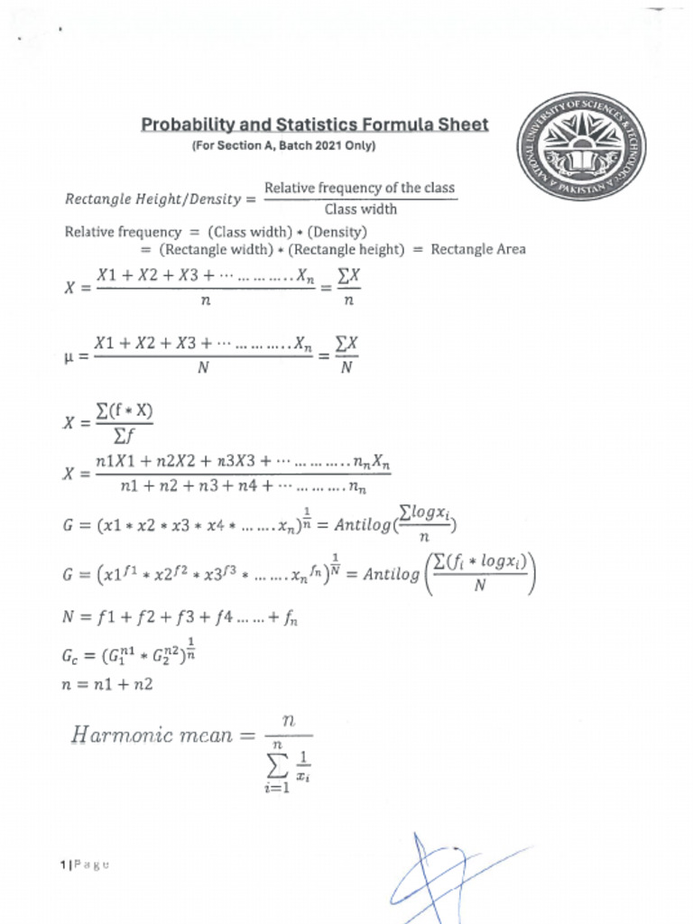 Probability Formula Sheet | PDF Probability Formula Sheet | PDF