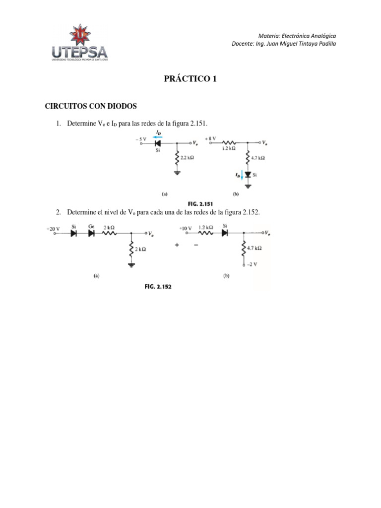Práctico 1: Circuitos Con Diodos | PDF | Rectificador | Transistor de unión bipolar